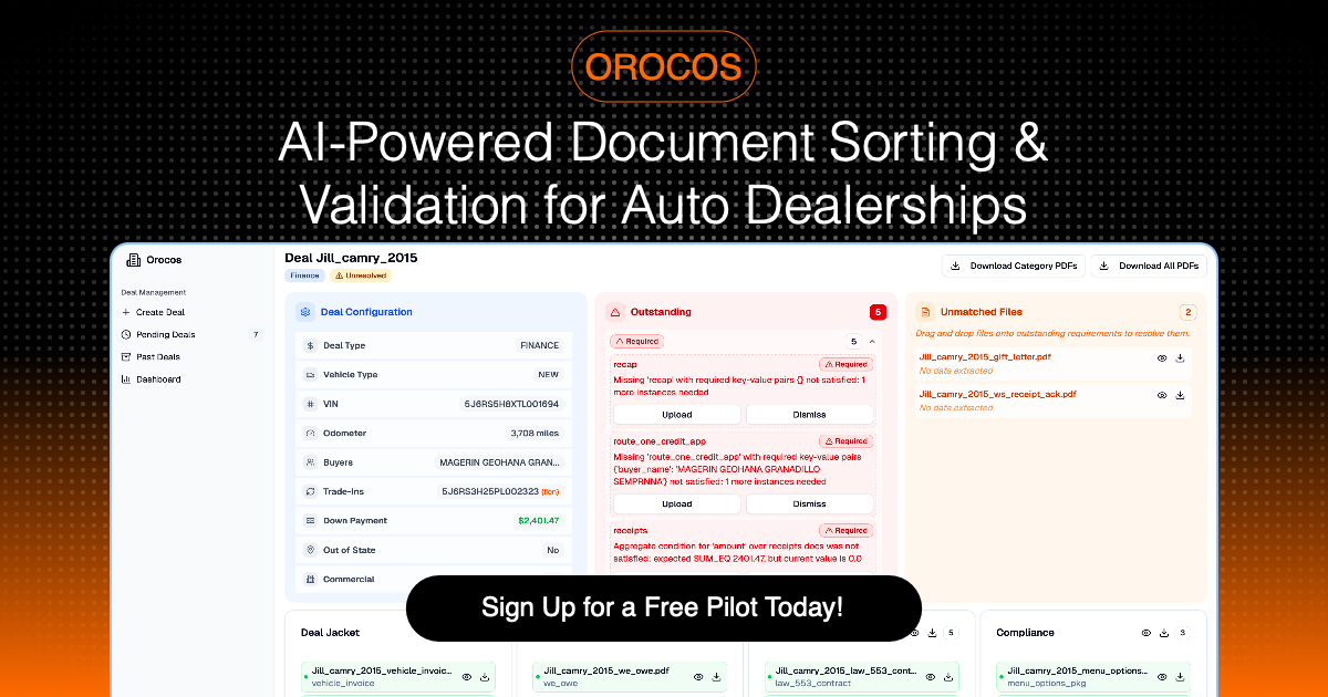 Orocos - AI-Powered Deal Validation for Auto Dealerships